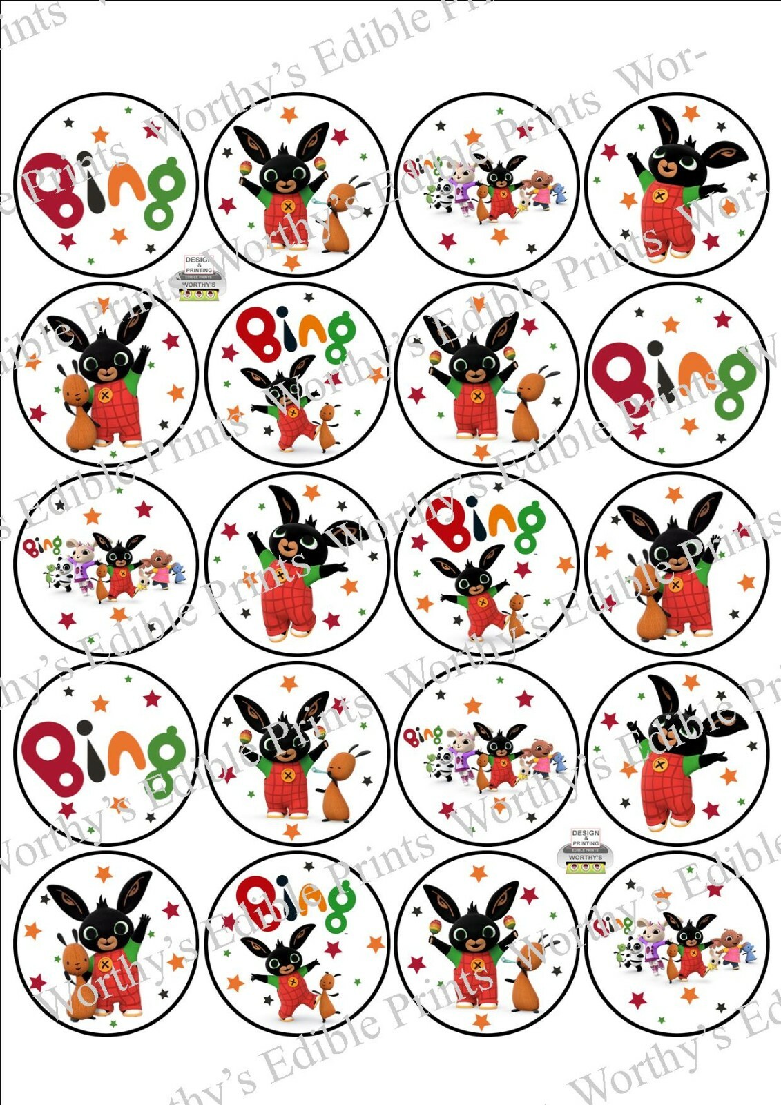 CUPCAKE CAKE TOPPER BING BUNNY AND FRIENDS BIRTHDAY PARTY DECORATION 20 ...