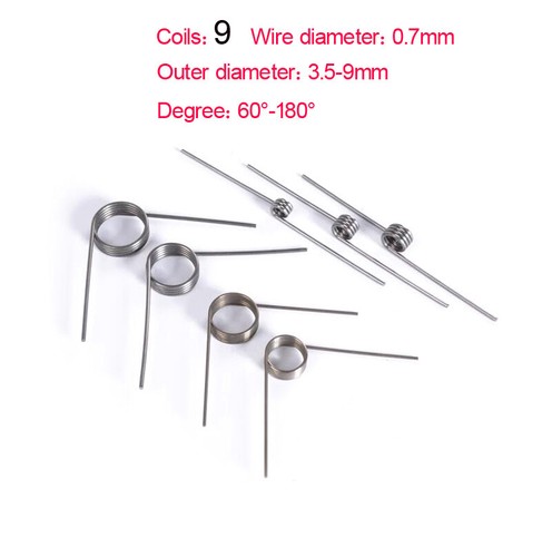 9 Turns ( Coils ) Torsion Spring 60°/90°/120°/180° Angular Degree 0.7MM ...