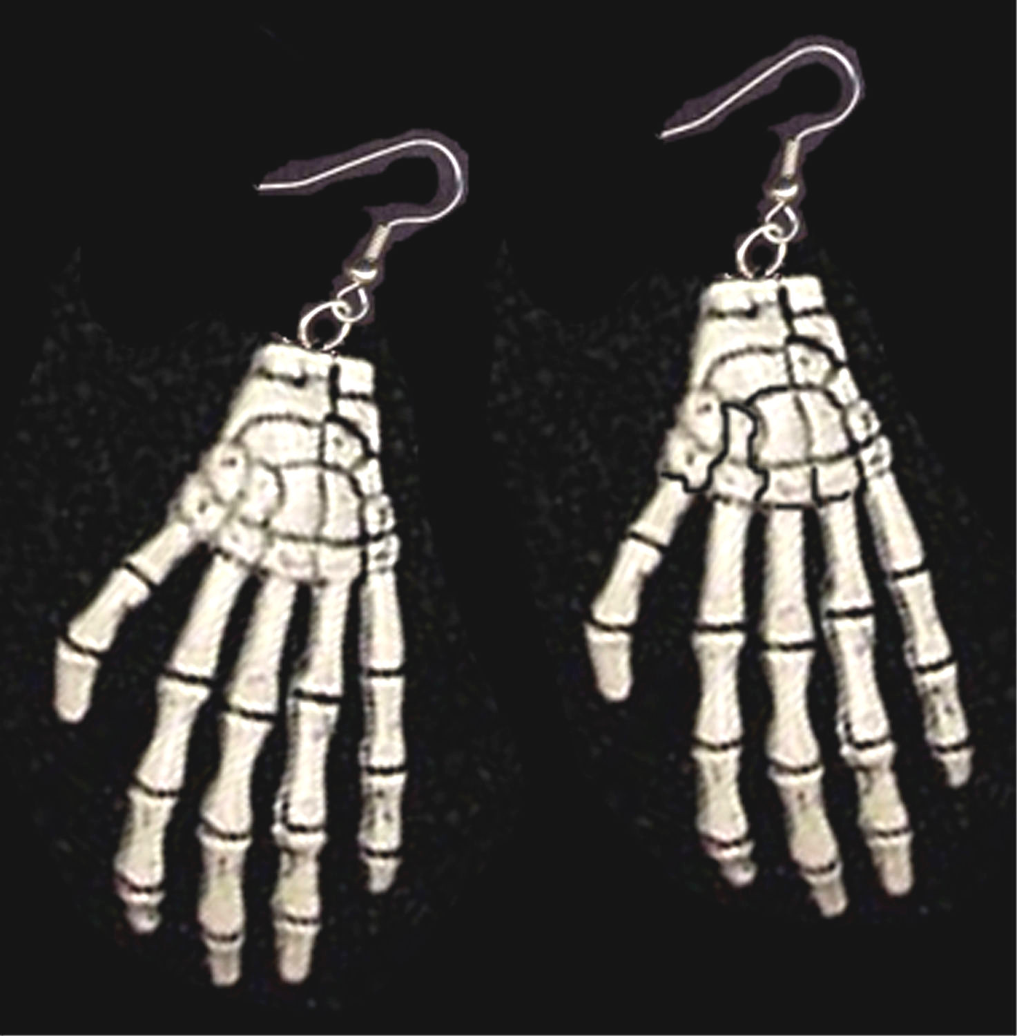 Huge Gothic SKELETON HAND EARRINGS Mummy Zombie Witch Costume Punk ...