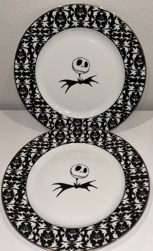 NIGHTMARE BEFORE CHRISTMAS Set of 2 Jack Skellington Dinner Plates Gold ...