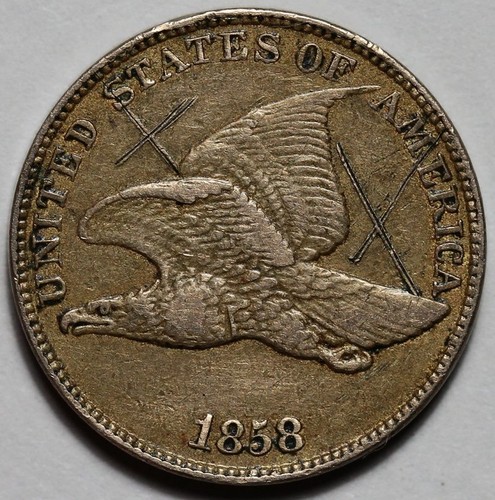 1858 Flying Eagle Cent - Large Letters - Scratches - US 1c Penny Coin ...