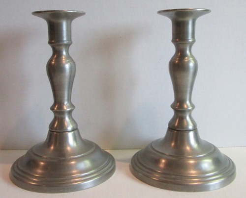 Vintage Colonial Country Pair Of Pewter Candlesticks Jay T. Stauffer ...