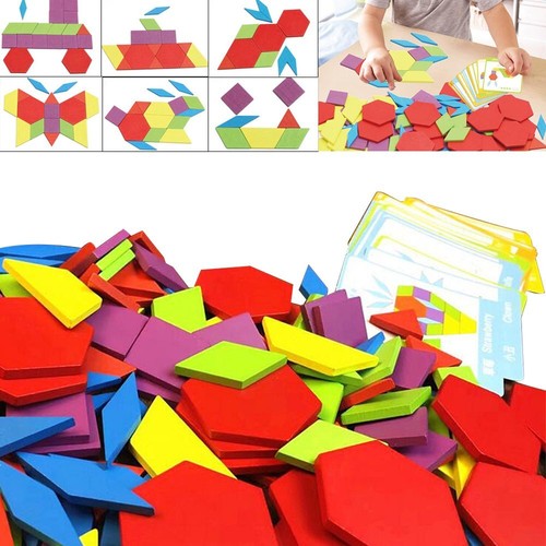 Wooden Pattern Blocks & Boards Puzzle Shapes Colors Preschool ...