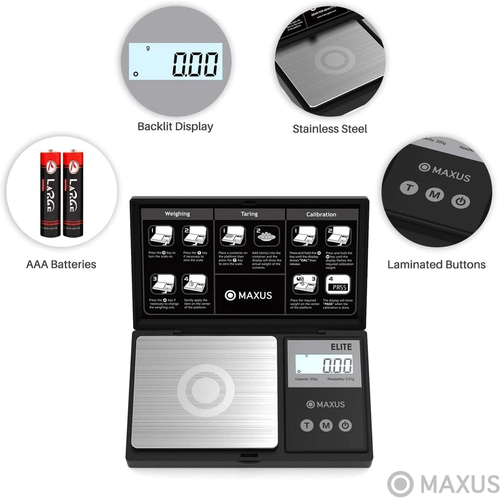 MAXUS Precision Pocket Scale 500G X 0.01G, Digital Gram Scale with Tray ...