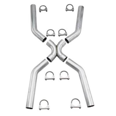 UNIVERSAL DUAL EXHAUST X-PIPE CROSSOVER BALANCER KIT 2.5" ALUMINIZED ...