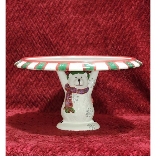 Pfaltzgraff Snow Polar Bear Christmas Holiday Vintage Pedestal Cake ...