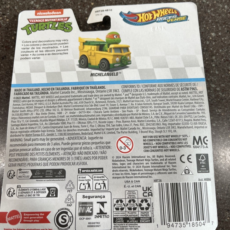 Hot Wheels Racer Verse TMNT Michelangelo Turtle Wagon 2024, New | eBay
