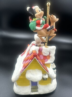 Vintage Disney Christmas Collection House . Mickey Santa on Reindeer ...