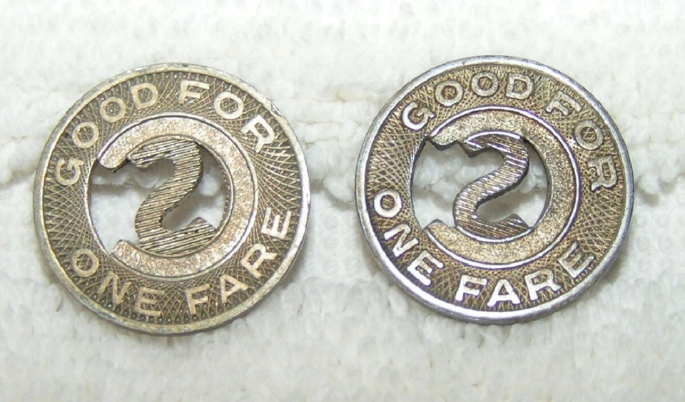 Two Different Colorado Springs Railway / Bus Transit Tokens Good For ...