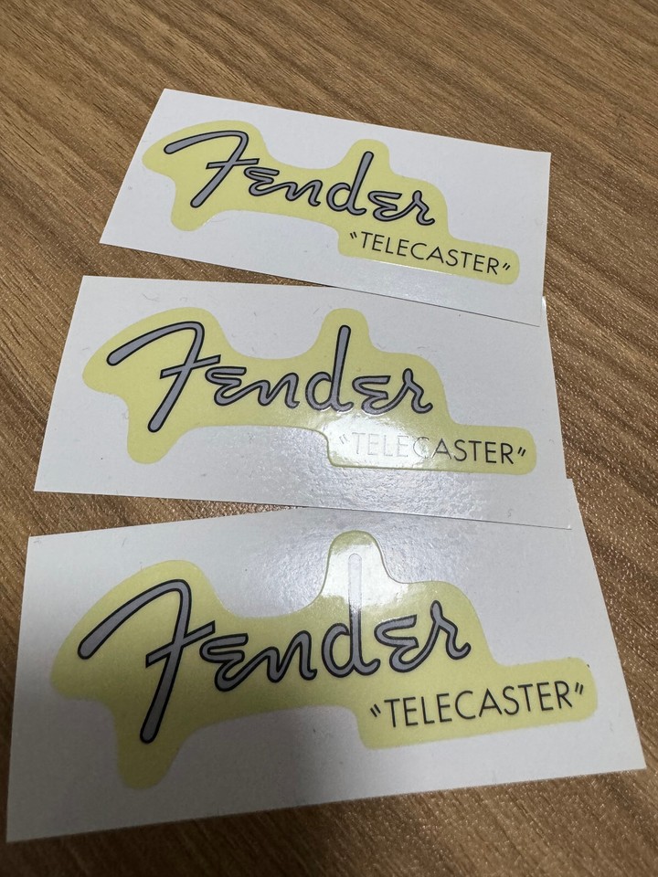 3Pcs FENDER TELECASTER Tele Guitar Retro PVC UV Headstock RAISED ...