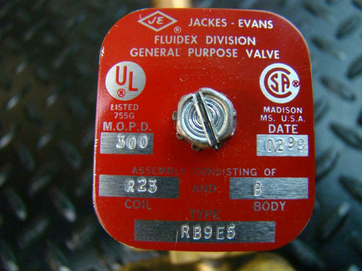 Jackes Evans Fluidex Division Usage Général Valvule 5/8 RB9ES | eBay