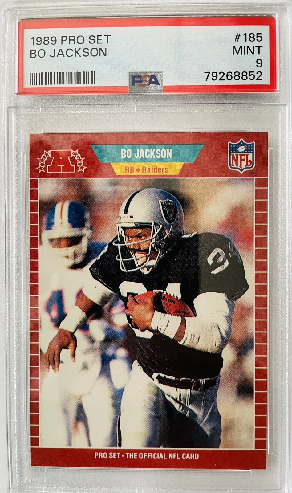 1989 Pro Set Football BO JACKSON Card #185 PSA 9 Mint Oakland LA ...