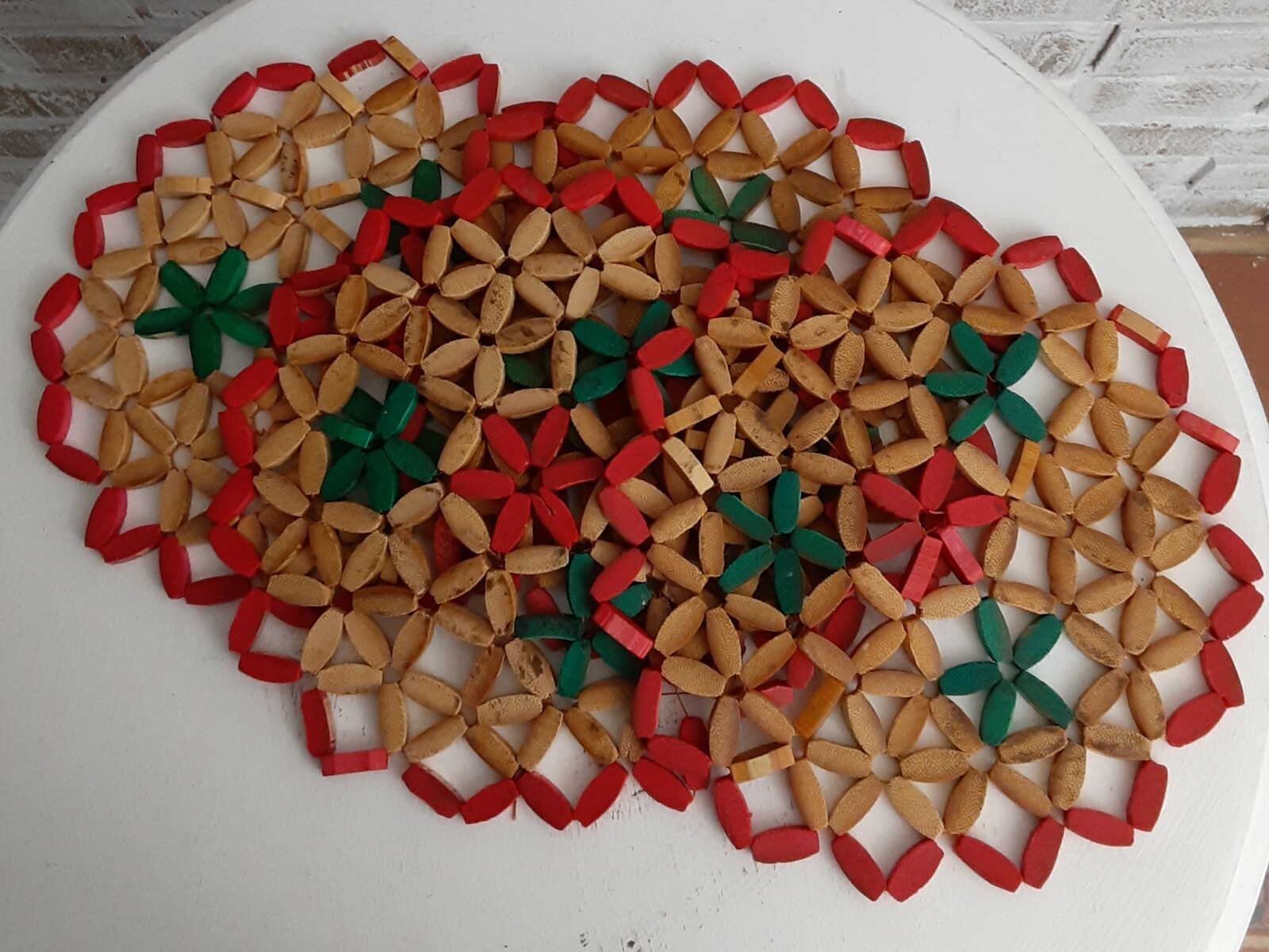 Vintage Wooden Bead Trivets Red Green Natural lot of 4 | eBay