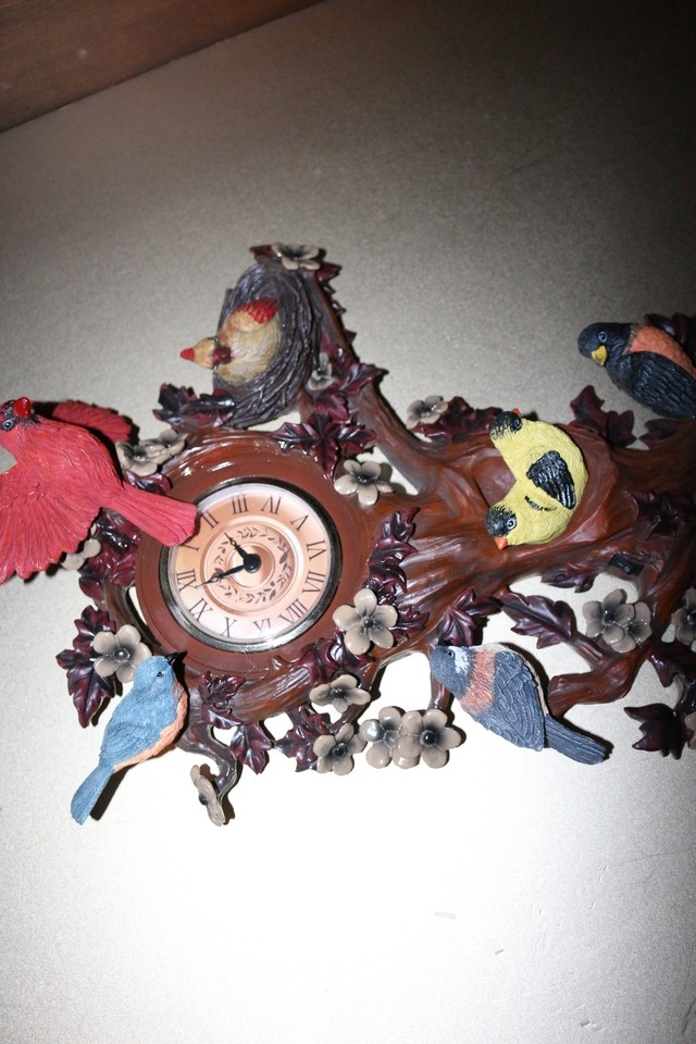 Bradford Exchange Treetop Chorus Sculptural wall Clock w/ song birds No ...