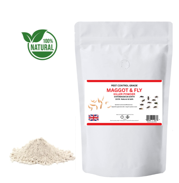 Maggot & Fly Killer Dust Powder Natural & Safe Wheelie Bin Kill Eggs ...