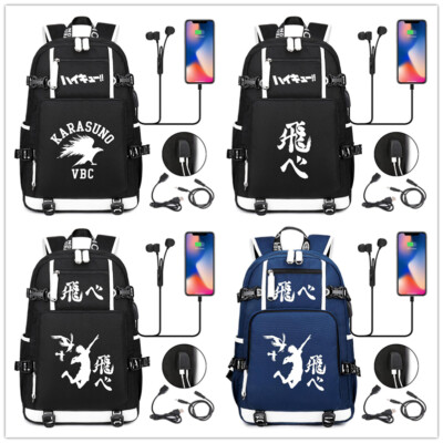 Haikyuu Hinata Shoyo backpack USB Charge Travel Bag laptop sport bags ...