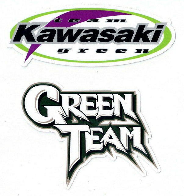 KAWASAKI TEAM GREEN Motocross Racing Decals / Stickers die cut lot of 2 ...