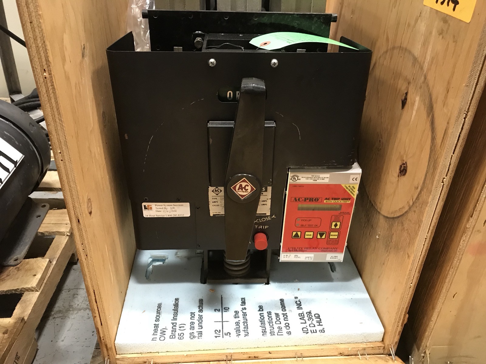 ALLIS CHALMERS LA-25A AIR CIRCUIT BREAKER RETROFITED WITH AC-PRO TRIP ...