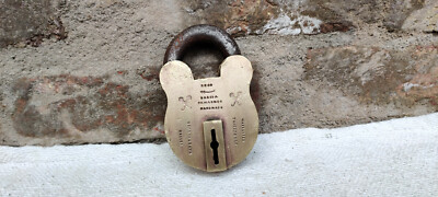 Vintage Brass Padlock Handmade Old Lock Baroda State Monogram ...