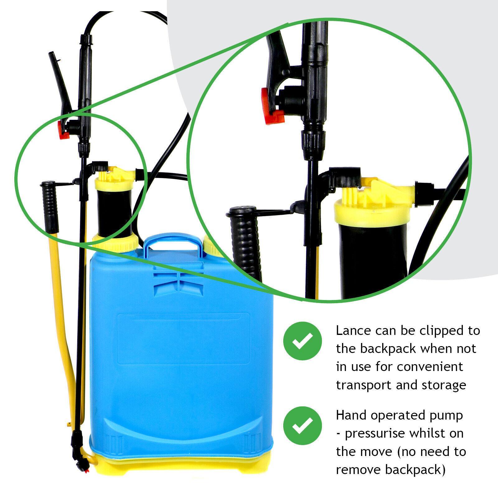 16 Litre Knapsack Weed Killer Sprayer With Lance And Adjustable Spray ...