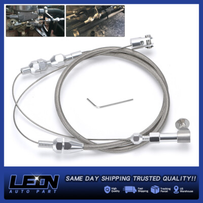 24" THROTTLE CABLE BRAIDED STAINLESS STEEL UNIVERSAL ACCELERATOR FORD ...