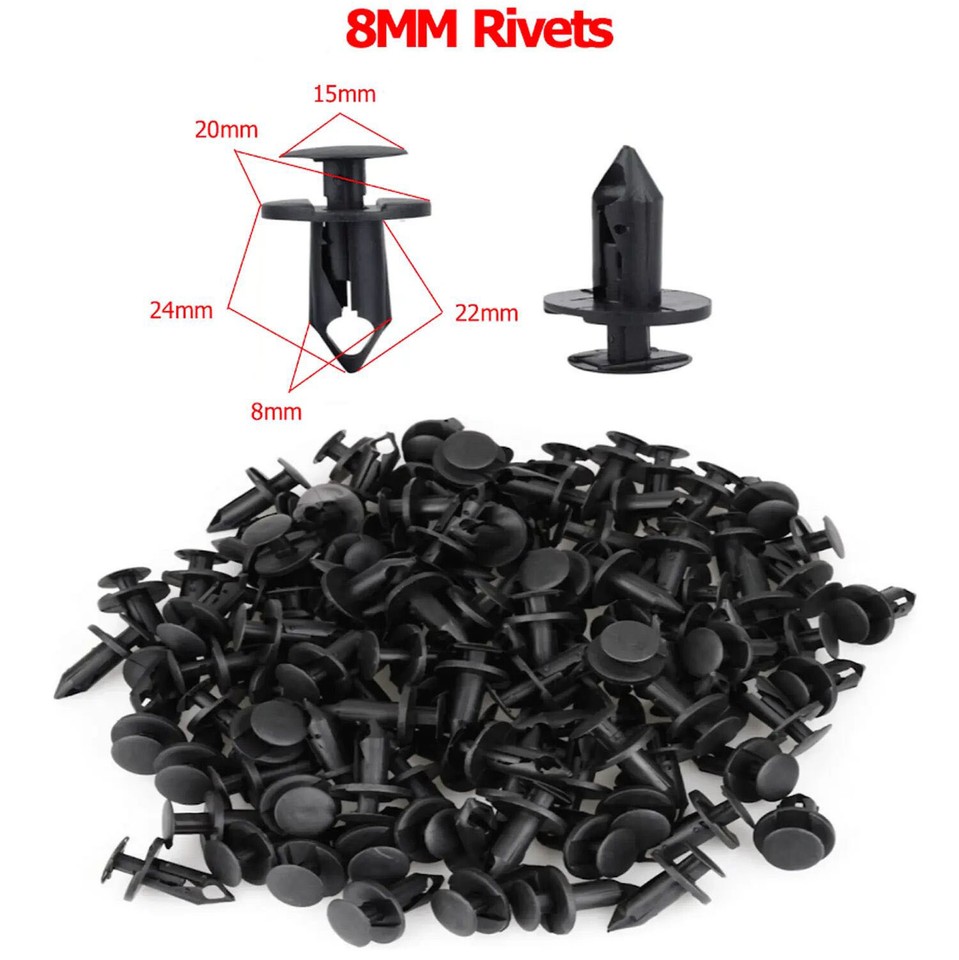 120PC (8mm) Bumper Clips Retainer Auto Car Plastic Rivets Fastener ...
