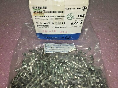 (100 PIECE LOT) 1951500000, WICKMAN MINATURE FUSE GLASS 5A 250VAC ...