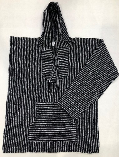 Mexican Poncho Baja Hoodie Surfer Skater Drug Rug Pullover Black ...