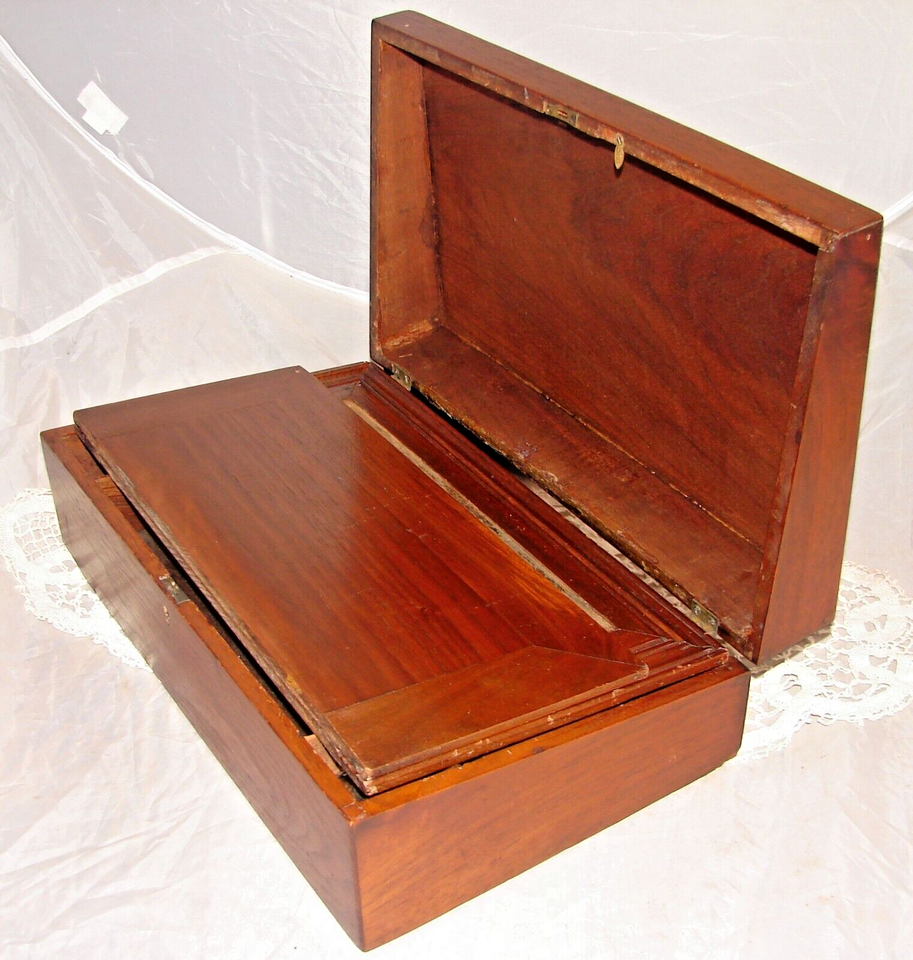 ANTIQUE SLANT TOP TRAVEL WRITING LAP DESK CAMPAIGN BOX with INKWELL | eBay