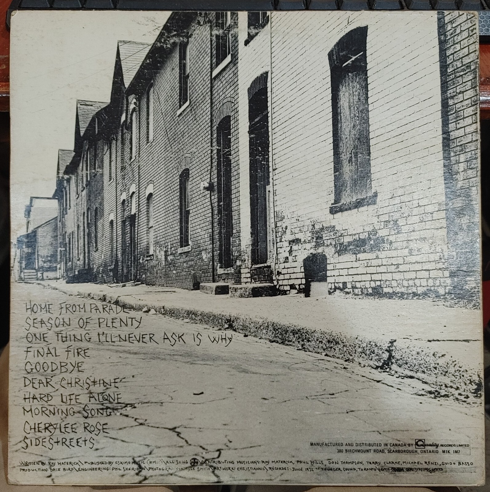 RAY MATERICK Sidestreets Canadian Folk LP NM David Wiffen, Roger Rodier ...