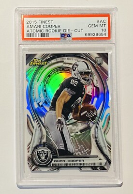2015 Finest Amari Cooper Rookie ATOMIC Refractor DIE CUT GEM MINT PSA ...