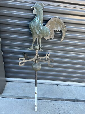 Vintage Antique Copper Rooster Weather Vane W/ Mounting Pole | eBay