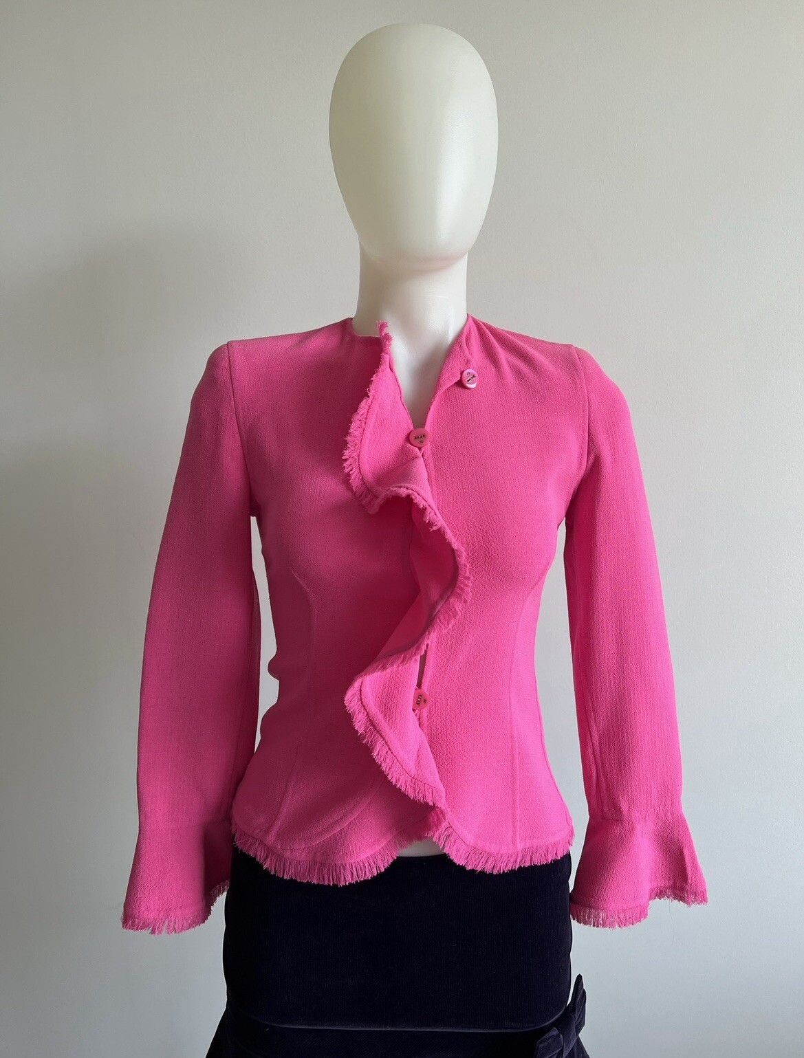 LN ESCADA Hot Pink Virgin Wool Ruffles Blazer 34 4 XS S | eBay