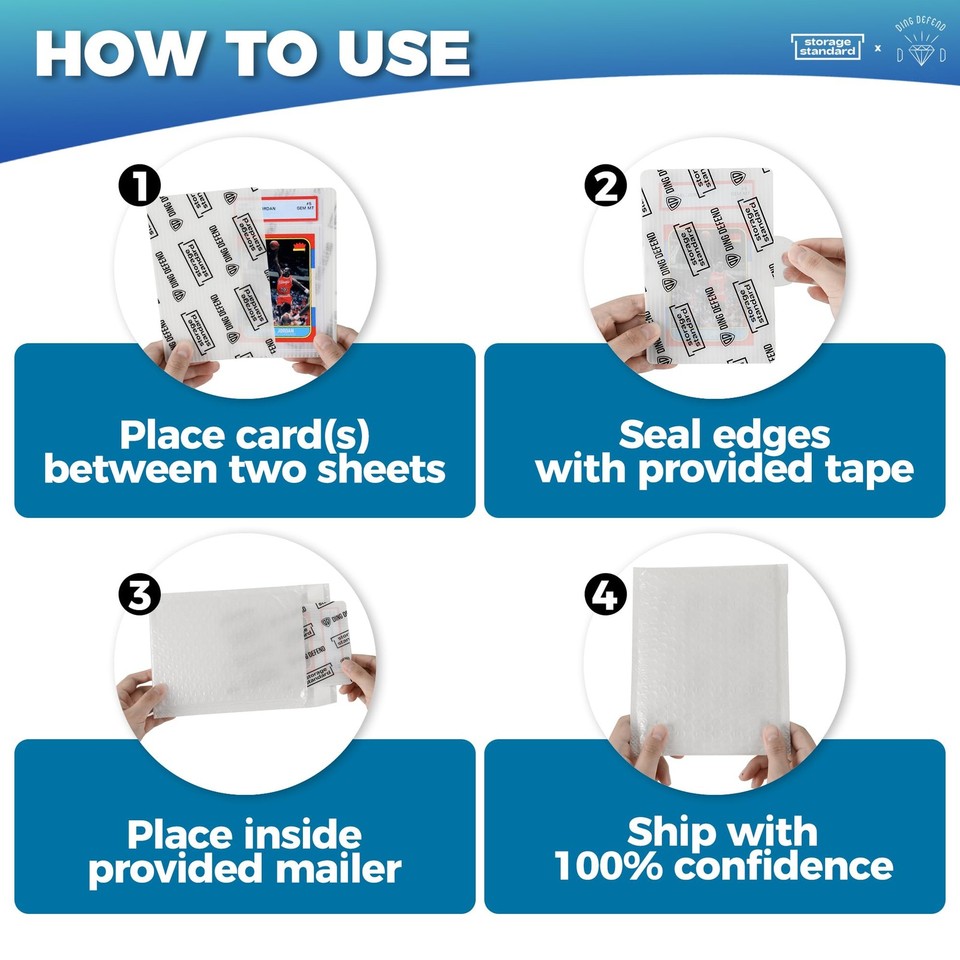 Trading Card Shipping Kit Bubble Envelopes for Sports Cards 4x6 Inch ...