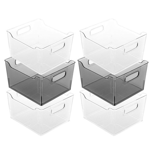 6x Box Sweden 25x23cm Crystal Home Kitchen Fridge Storage Container ...