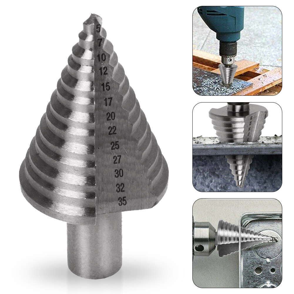 5-35mm HSS Spiral Step Cone Drill Bit Metal Hole Cutter Titanium ...