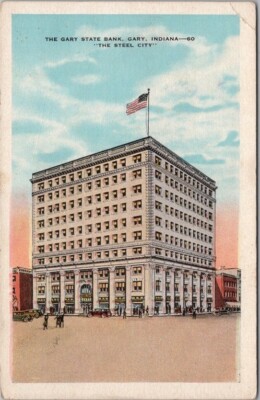 Vintage Gary, Indiana Postcard THE GARY STATE BANK Street View / 1936 ...