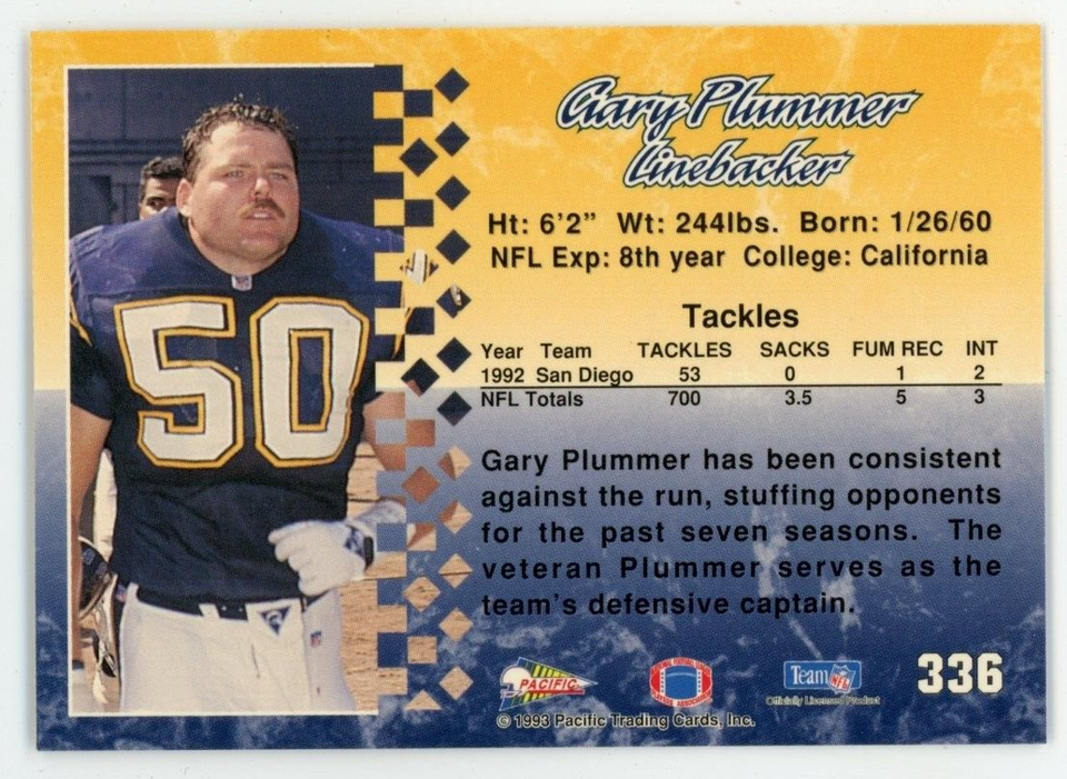 1993 Pacific Gary Plummer #336 Football Card | eBay