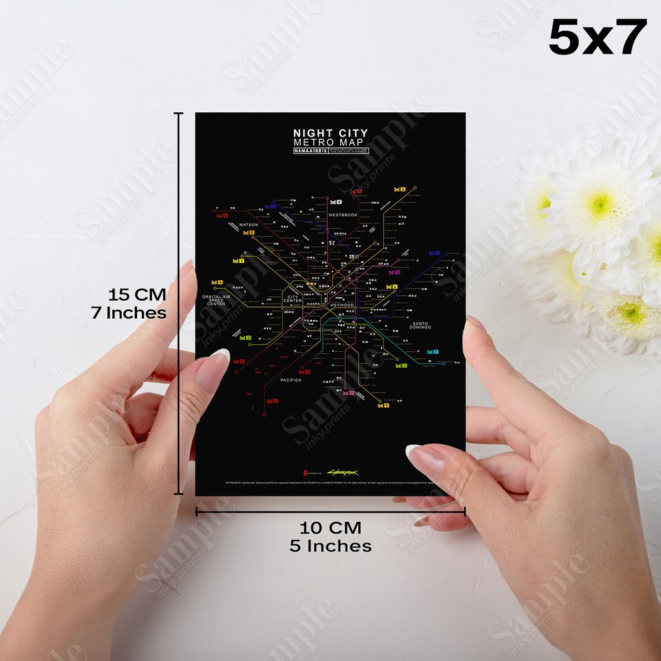 Cyberpunk 2077 Night City Metro Map Poster A1 A2 A3 A4 A5 Print Room ...