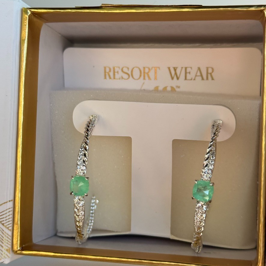 Bomb Party Resort Wear “Seaside Hoops” Mint Tourmaline on Silver ...