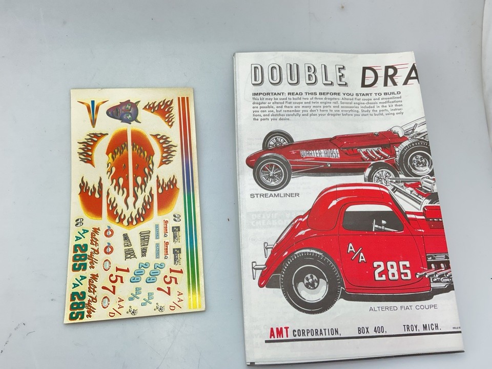 VINTAGE ORIGINAL 1950'S AMT Double Dragster 3 in 1 Model Plastic Car ...