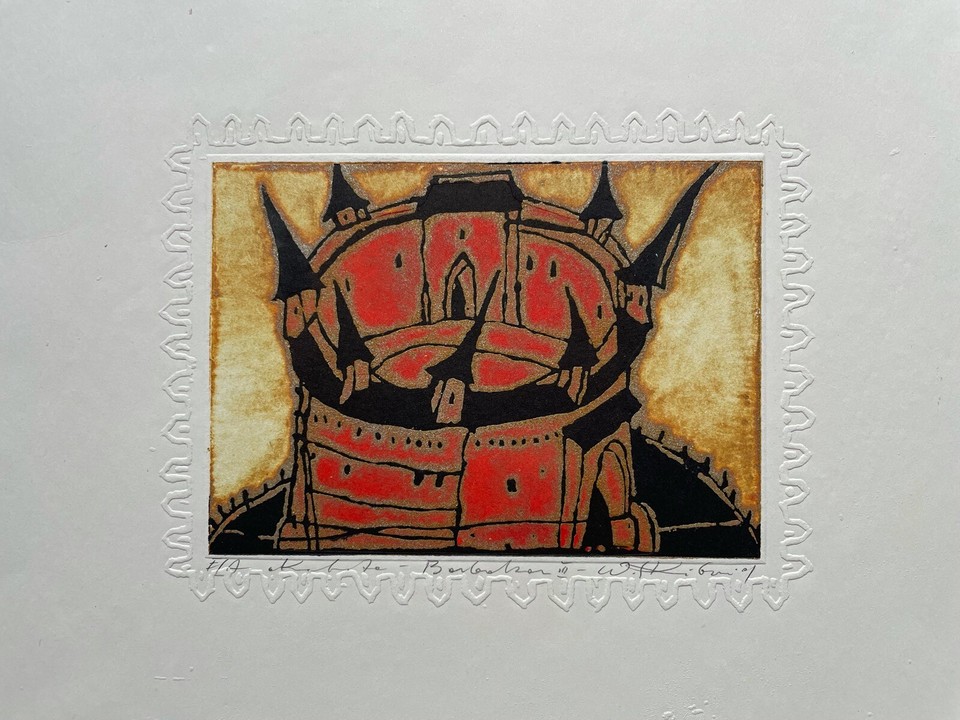 Modern Art Graphic From Berlin Castle Tower Fortress Unreadable Signed ...