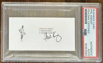 PHIL KNIGHT NIKE CEO SIGNED BUSINESS CARD PSA DNA AUTOGRAPH John ...