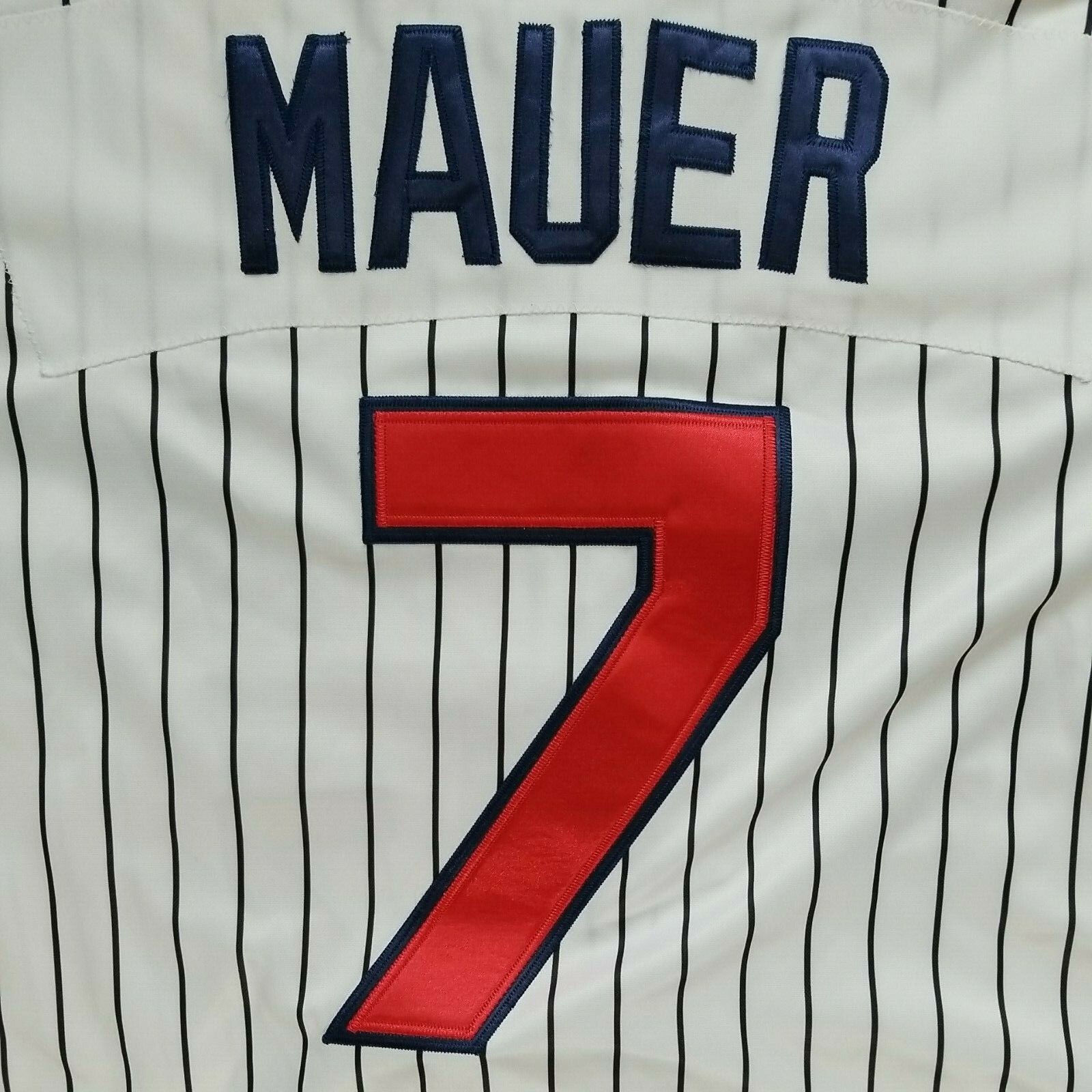Majestic Minnesota Twins #7 Joe Mauer White Striped Jersey Mens Size 50 ...