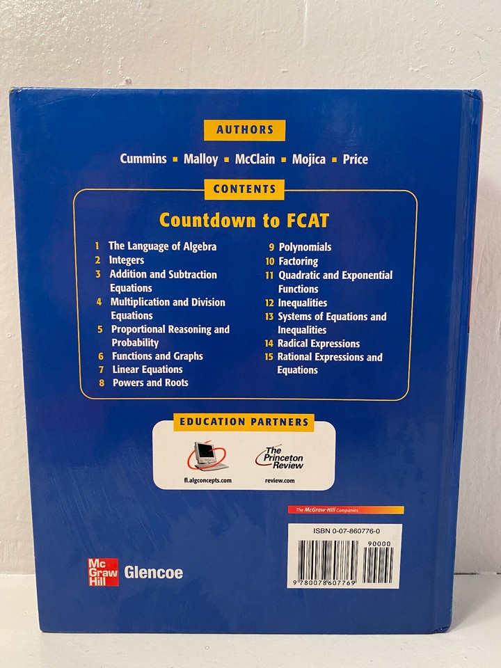 Glencoe Algebra ( Concepts and Applications ) Florida Student Edition ...