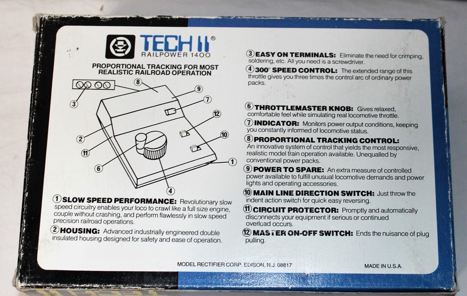 Train Controller MRC TECH II RAILPOWER 1400 MODEL TRAIN CONTROL BOX ...
