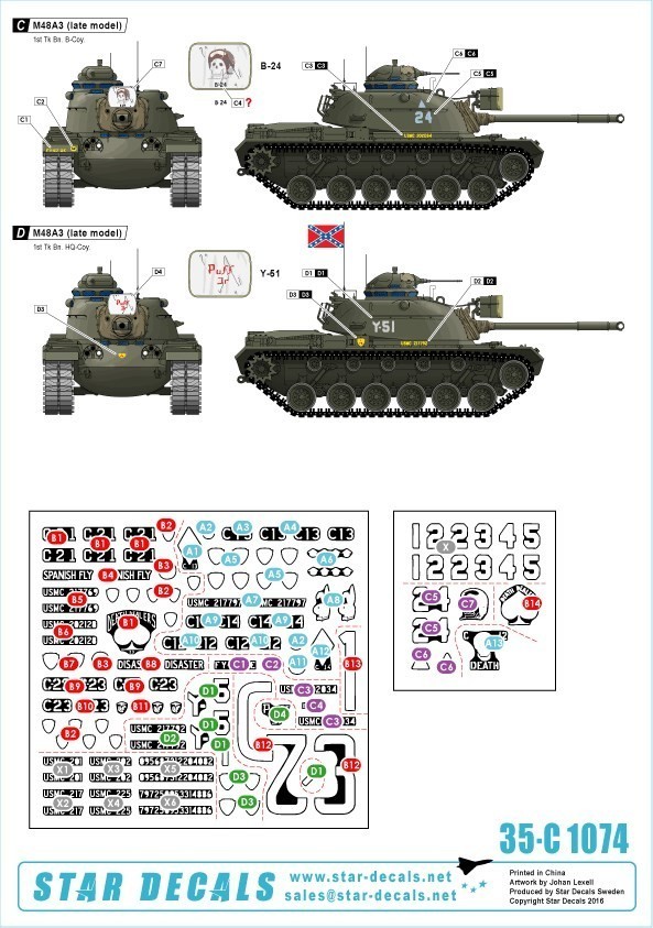 Star Decal 35-C1074 1/35 M48A3 Late Model Us Marine Corps In Vietnam ...