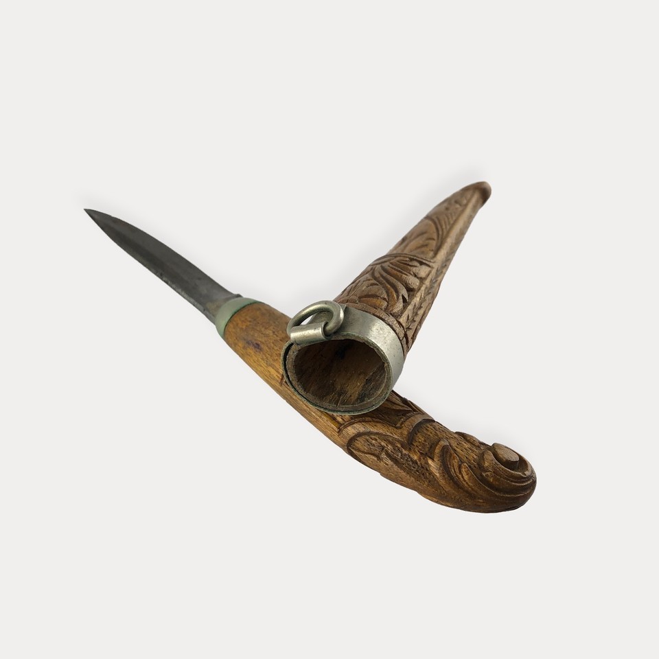 Antique Norwegian Bunad Knife | Folk Art Acanthus Style Wood Carving ...