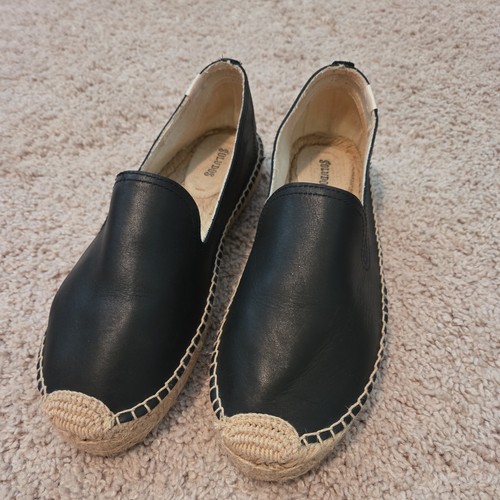 Soludos Women’s Size 10 Espadrilles Black Leather Platform Slip On | eBay
