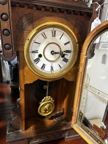 1886 ANTIQUE WATERBURY, CONNECTICUT SHELF /PARLOR CHIME CLOCK 8-DAY ...
